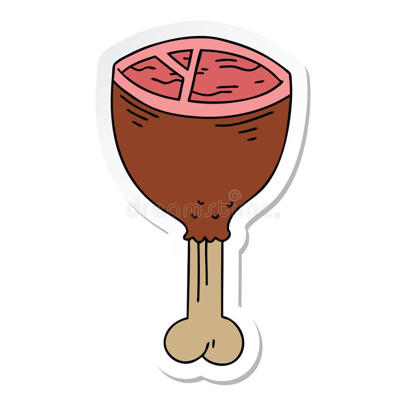 Sticker of a Quirky Hand Drawn Cartoon Meat Bone Stock Vector ...