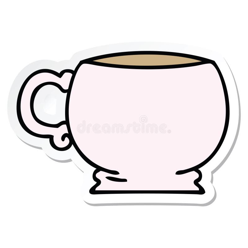 Sticker of a Quirky Hand Drawn Cartoon Mug Stock Vector - Illustration ...