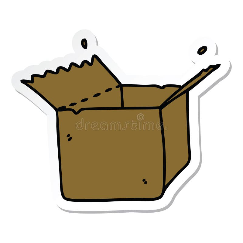 Sticker of a Quirky Hand Drawn Cartoon Open Box Stock Vector ...