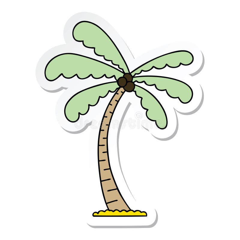 Sticker of a Quirky Hand Drawn Cartoon Palm Tree Stock Vector ...