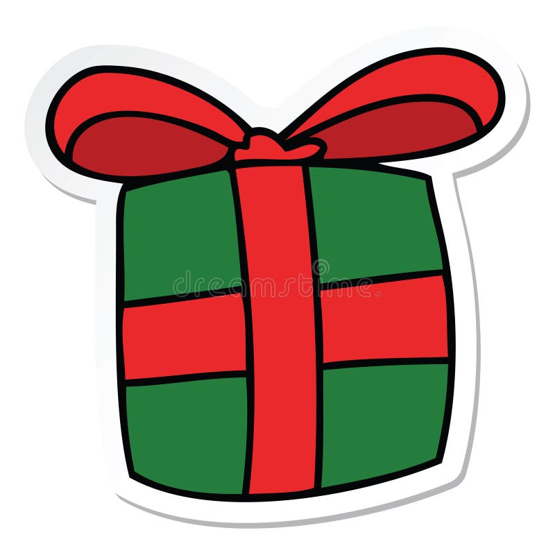 Sticker of a Quirky Hand Drawn Cartoon Present Stock Vector ...