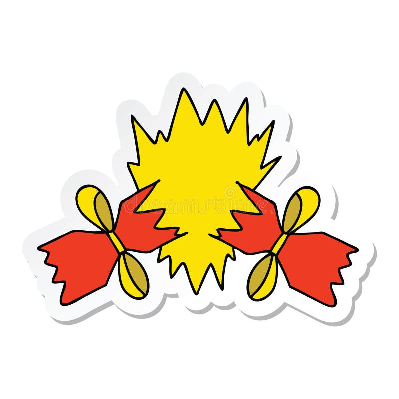 Sticker of a Quirky Hand Drawn Cartoon Pulled Cracker Stock Vector ...