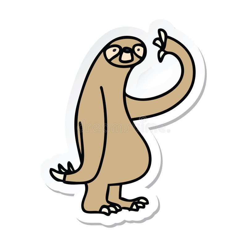 Sticker of a Quirky Hand Drawn Cartoon Sloth Stock Vector ...