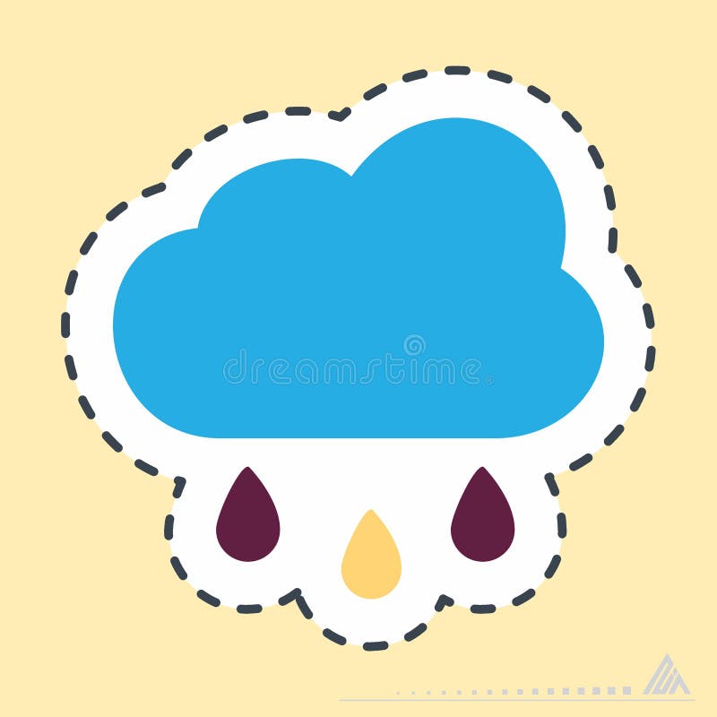 Sticker Rain - Line Cut stock illustration. Illustration of storm ...