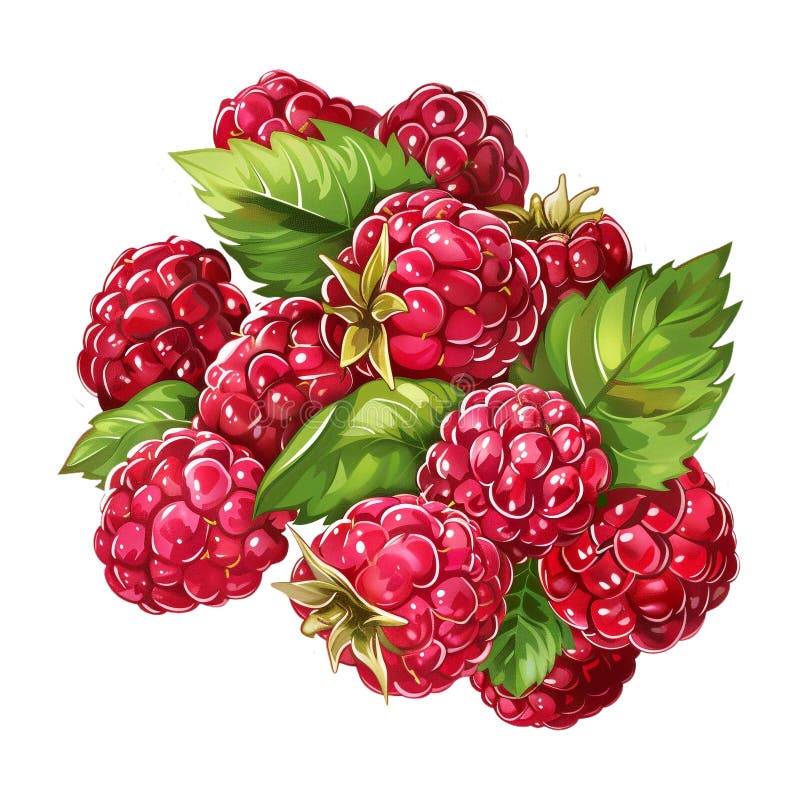 Sticker of a Raspberries with Leaves on a Transparent Background - Ai ...