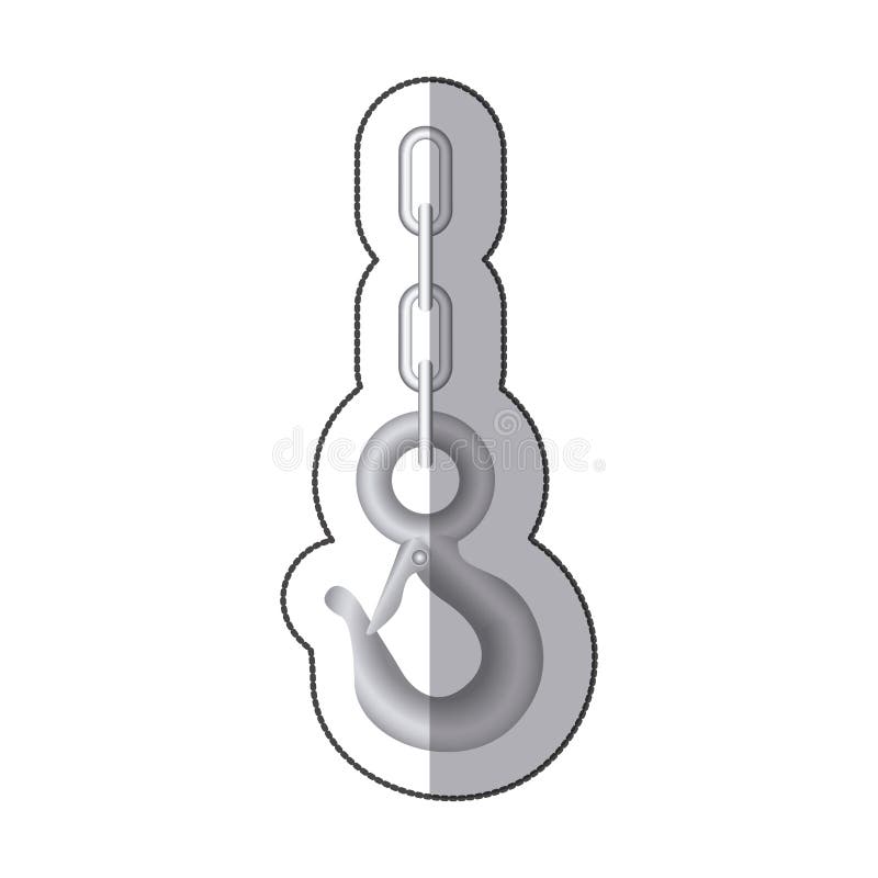 Sticker Realistic Metal Hook with Chain Stock Illustration ...