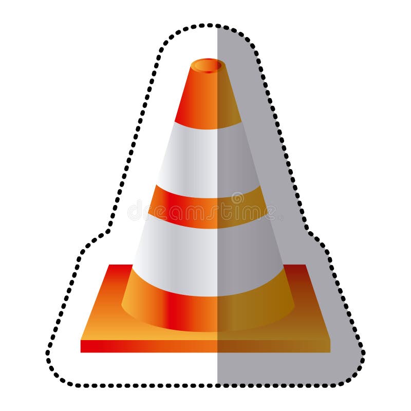 Sticker Realistic Striped Traffic Cone Flat Icon Stock Illustration ...