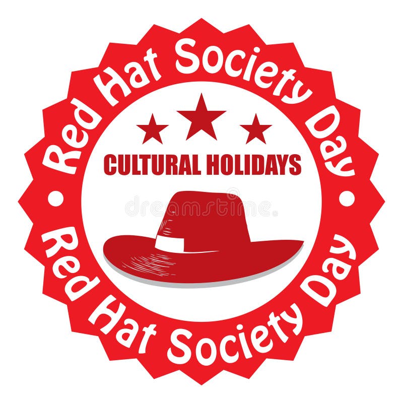 Sticker Red Hat Society Day Stock Vector - Illustration of lifestyle ...