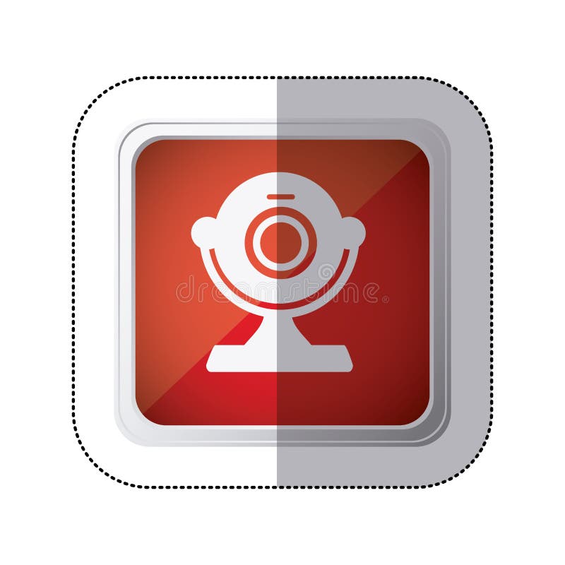Sticker Red Square Button with Silhouette Webcam Computer Device Stock ...