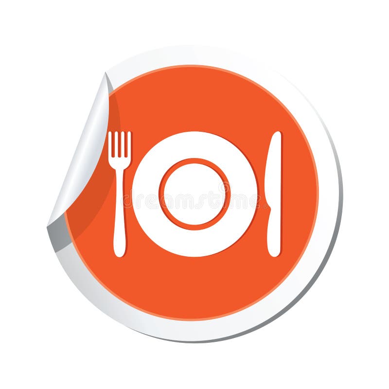 Sticker with Restaurant Icon Stock Vector - Illustration of cutlery ...