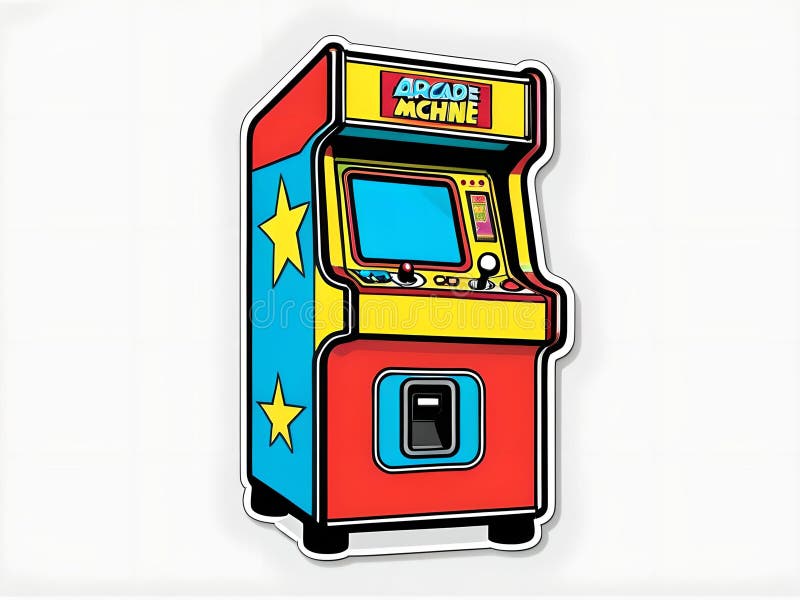 Sticker: Retro Pop Art Arcade Machine with Eye-Catching Colors Stock ...