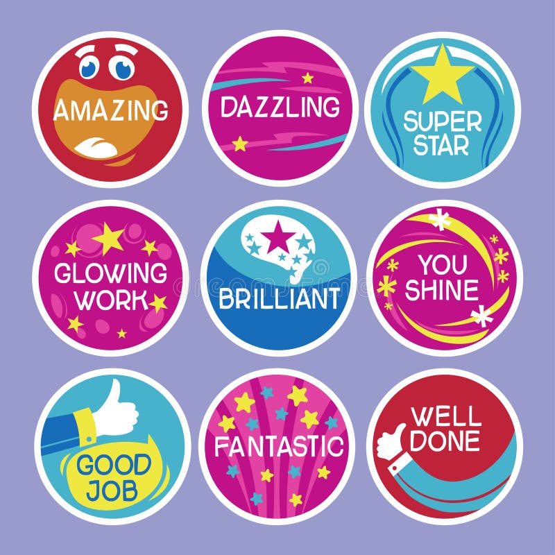 Job and Great Job Stickers Logo. School and Employee Reward Stock ...