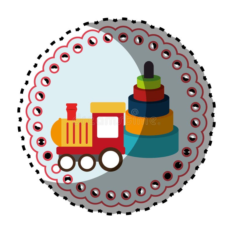 Sticker Round Shape with Kids Toys Stock Vector - Illustration of ...
