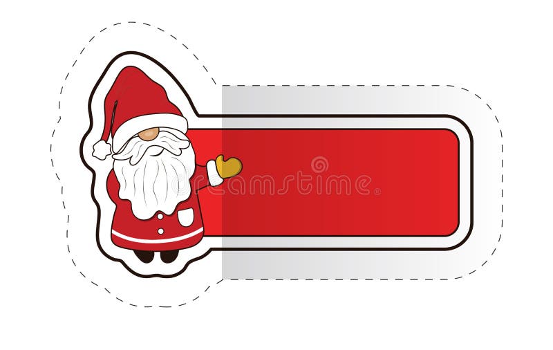 Sticker with Santa Claus and Horizontal Banner with Blank Space for ...