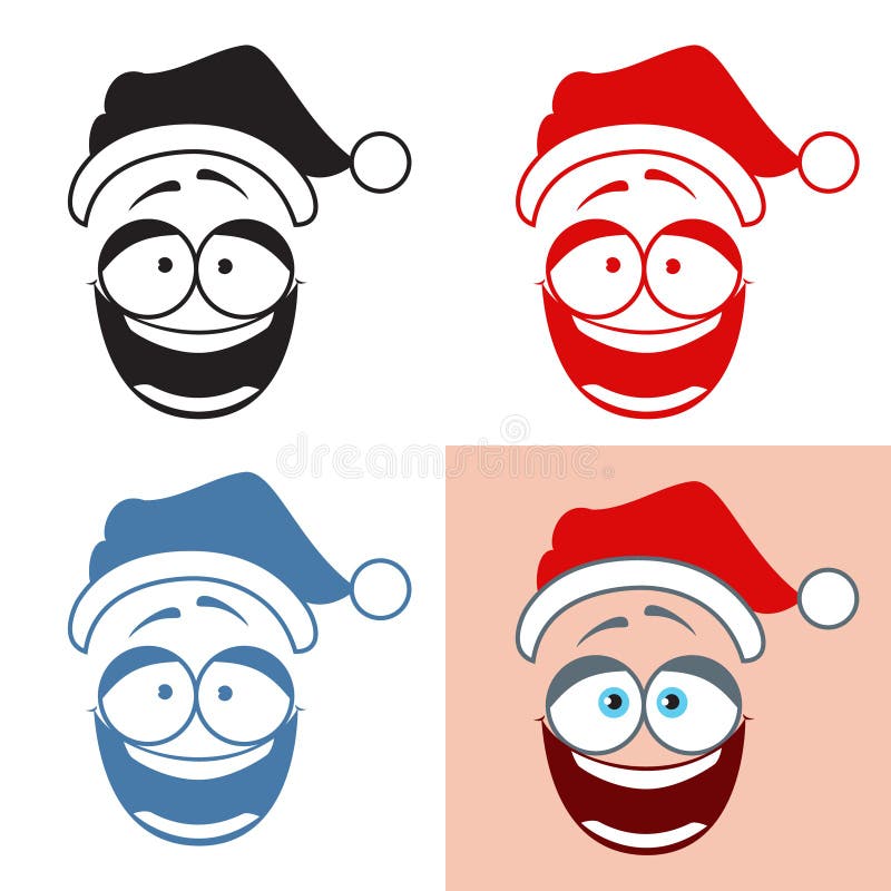 Sticker Santa Smiley Laugh Positive Emotions. Vector Set Stock Vector ...