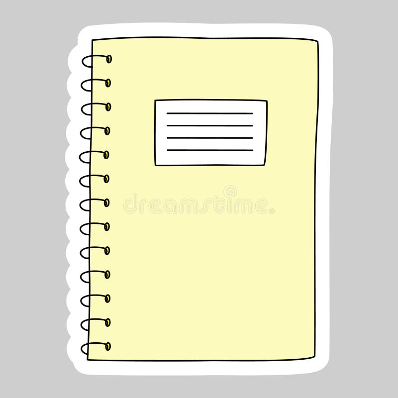 Sticker with School Spiral Copybook or Exercise Book, Doodle Style ...