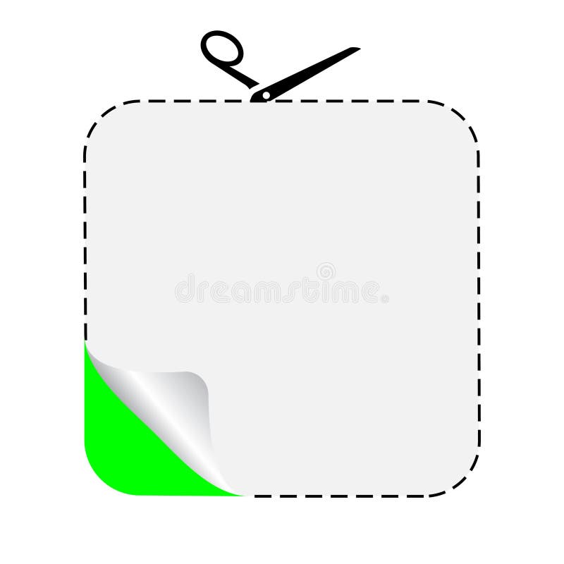 Sticker Scissor Cut Template Square Shape Stock Vector - Illustration ...