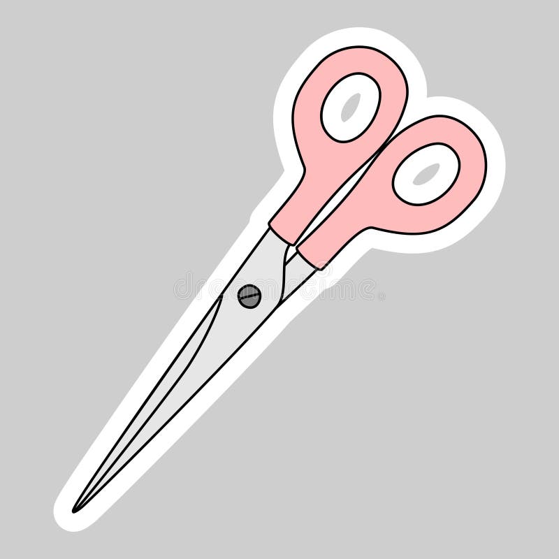 Sticker with Scissors, Stationery or Art Supply, Doodle Style Vector ...