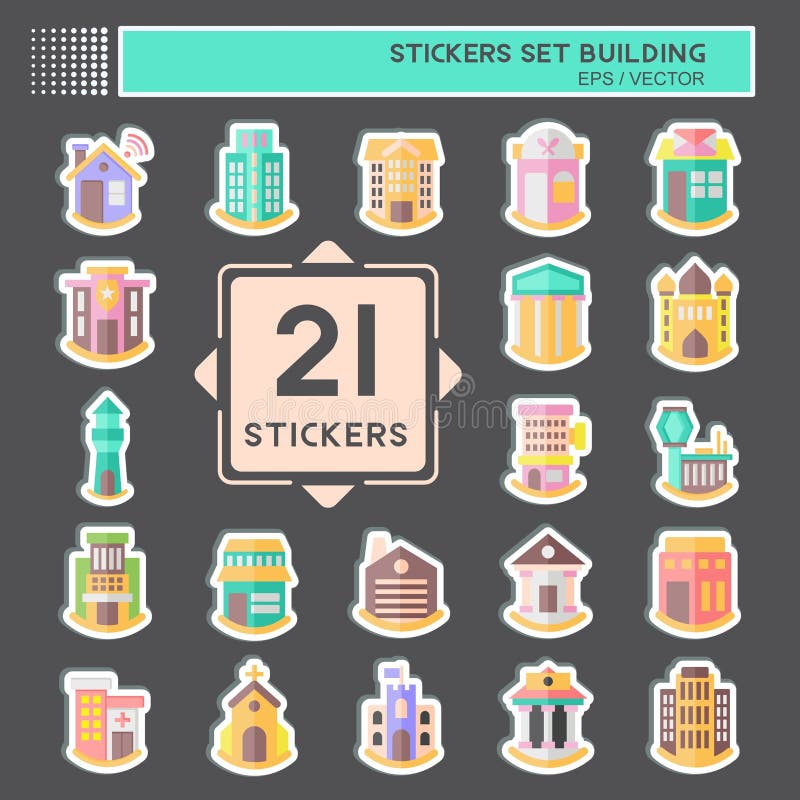 Sticker Set Building. Related To Sticker Construction Symbol. Simple ...