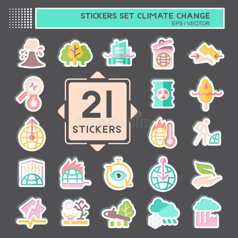 Sticker Set Climate Change. Related To Science Symbol. Simple Design ...