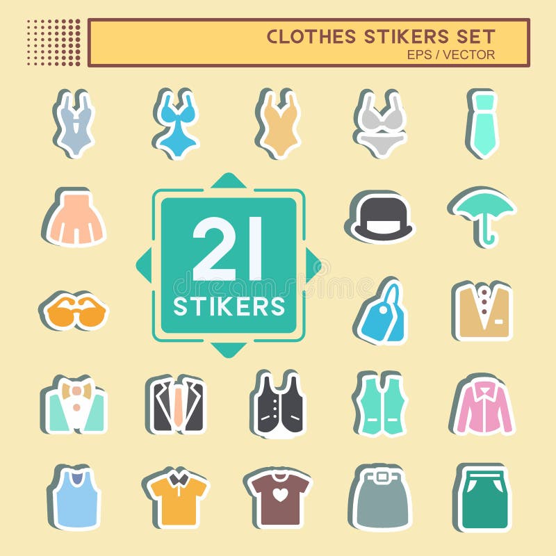 Sticker Set Clothes ,Simple Illustration,Editable Stroke Stock Vector ...