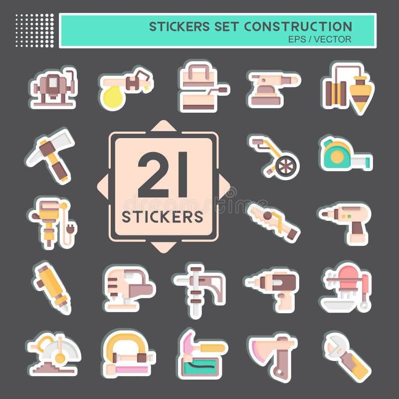 Sticker Set Construction. Related To Building Symbol. Simple Design ...