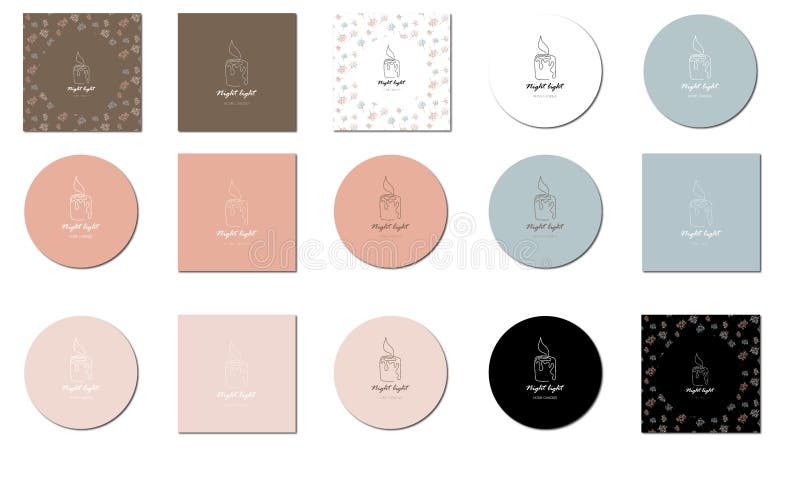 Sticker set with candl stock vector. Illustration of website - 267824398