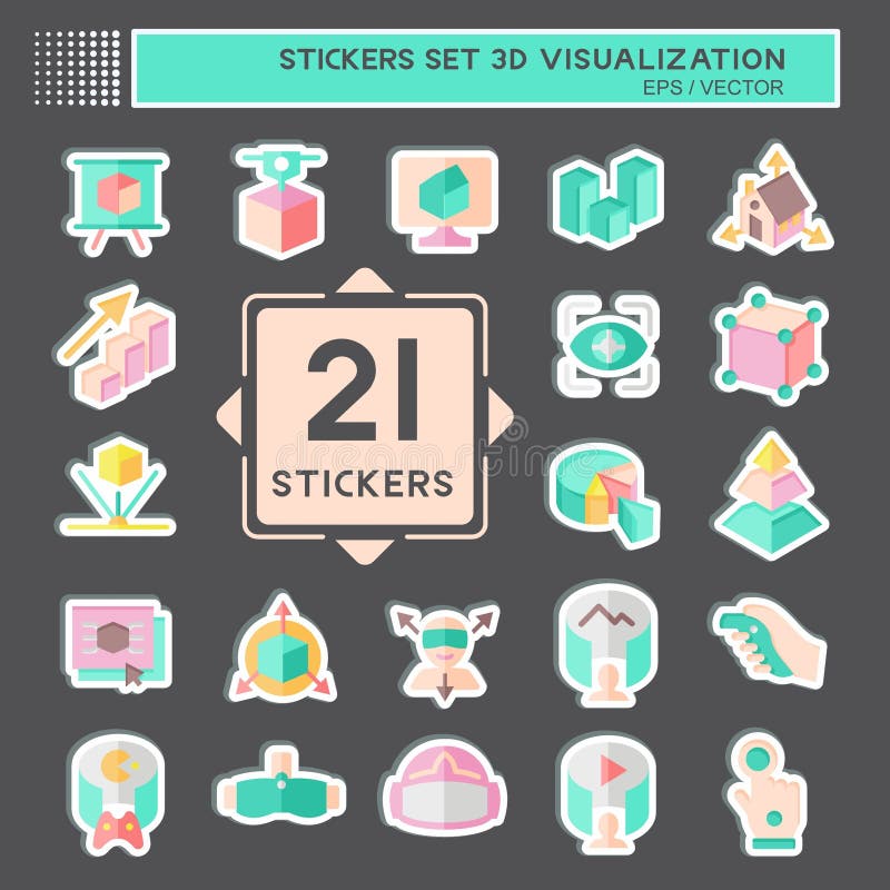 Sticker Set 3D Visualization. Related To 3D Visualization Symbol ...