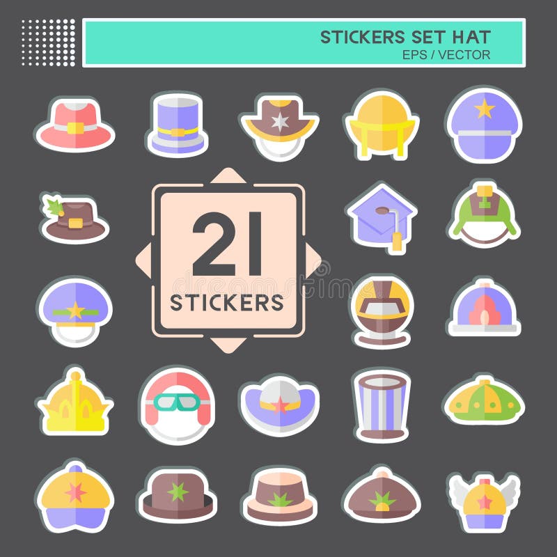 Sticker Set Hat. Related To Accessories Symbol. Simple Design Editable ...