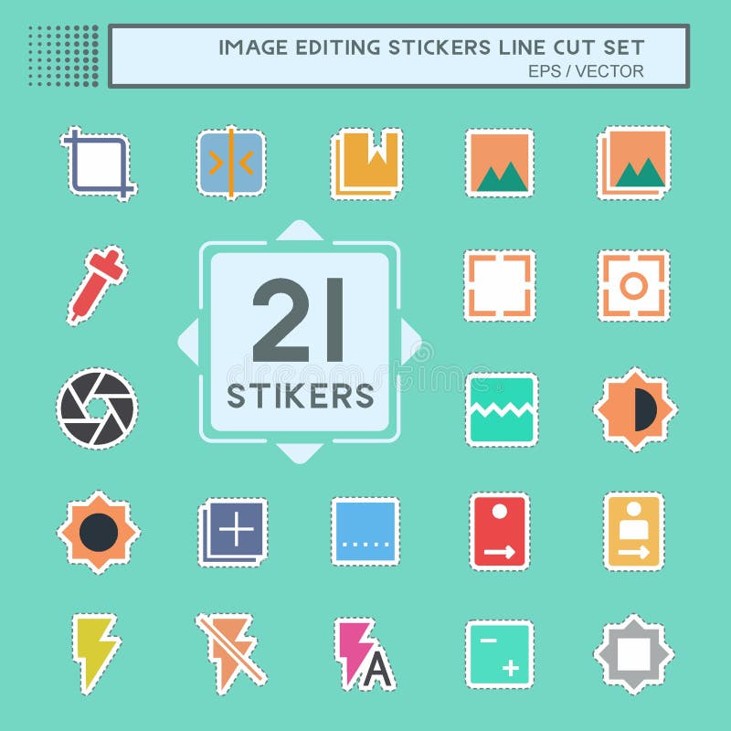 Sticker Set Image Editing - Line Cut - Simple Illustration,Editable ...