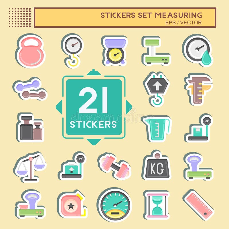 Sticker Set Measuring. Suitable for Education Symbol. Simple Design ...