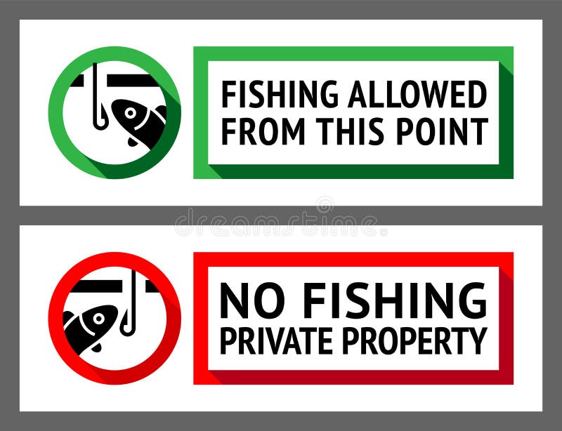 Fishing Allowed Sign, Modern Round Sticker Stock Vector - Illustration ...