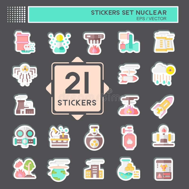 Sticker Set Nuclear. Related To Nuclear Symbol. Simple Design Editable ...