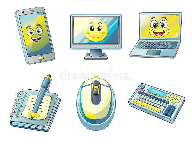 Sticker Set, Sleek Office Sticker Collection Featuring Tech Devices ...