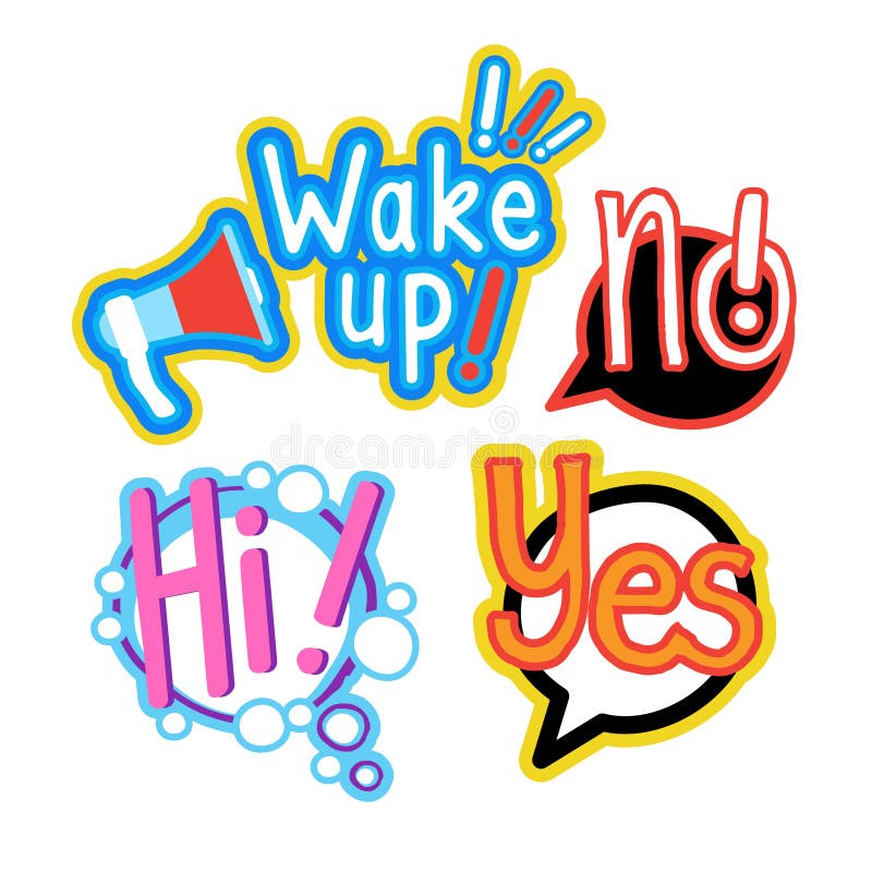 Sticker Set Social Media Network Message Badges Design Collection Stock ...