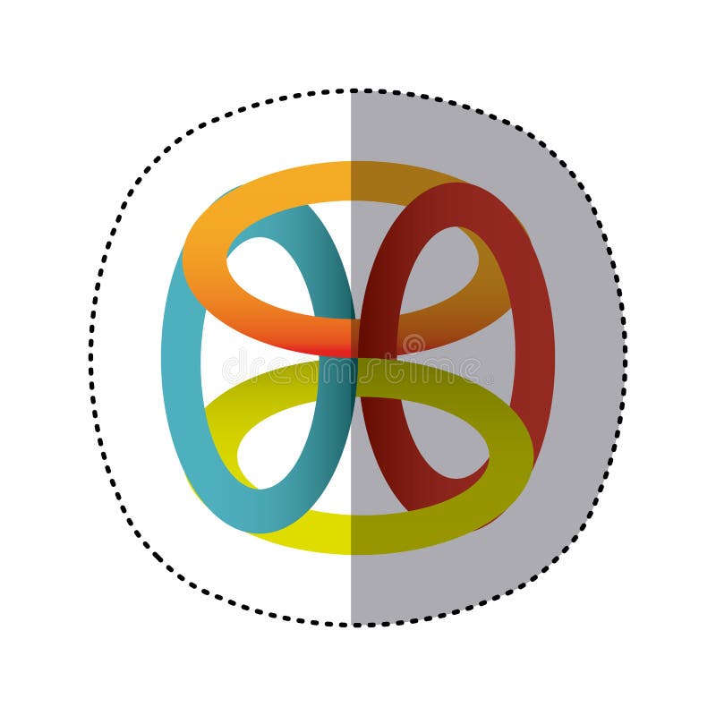 Sticker Shading Colorful Rings in Cube Shape Stock Illustration ...