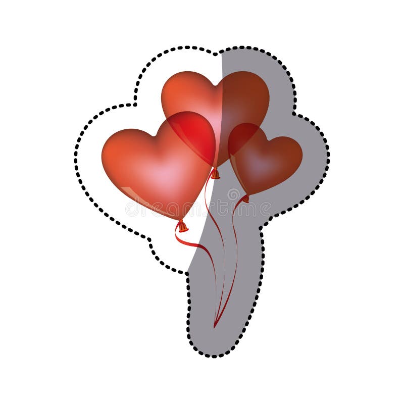 Sticker Shading Red Balloons Set in Heart Shape Design Stock ...