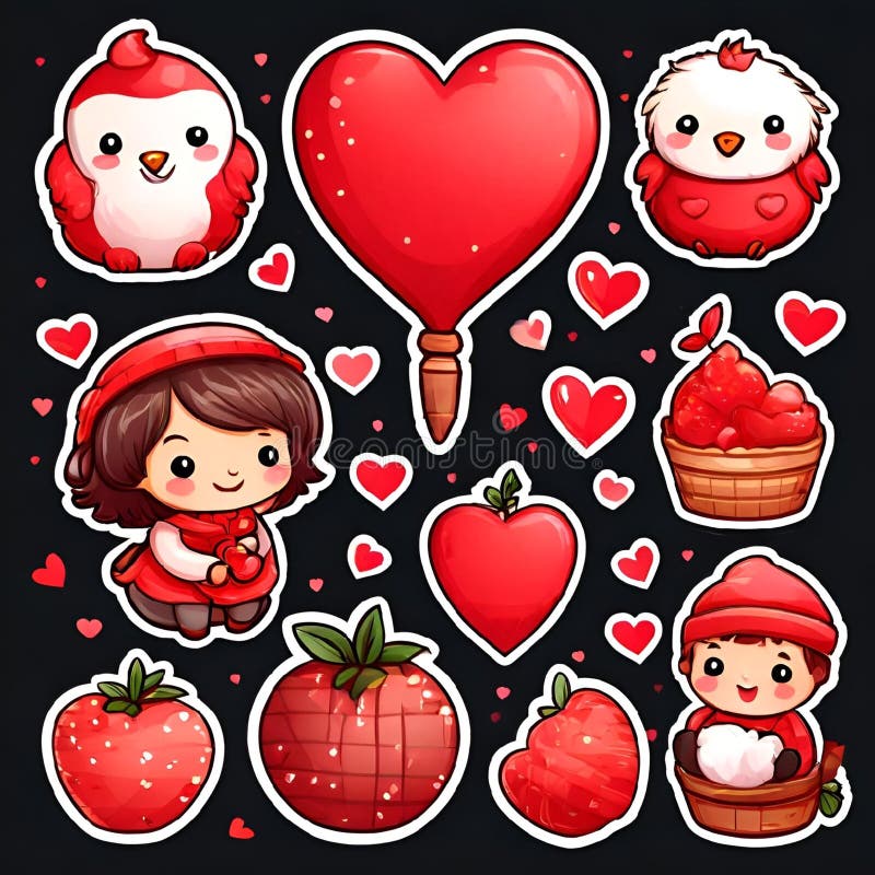 A Sticker Sheet with Different Items and Characters of an Apple ...