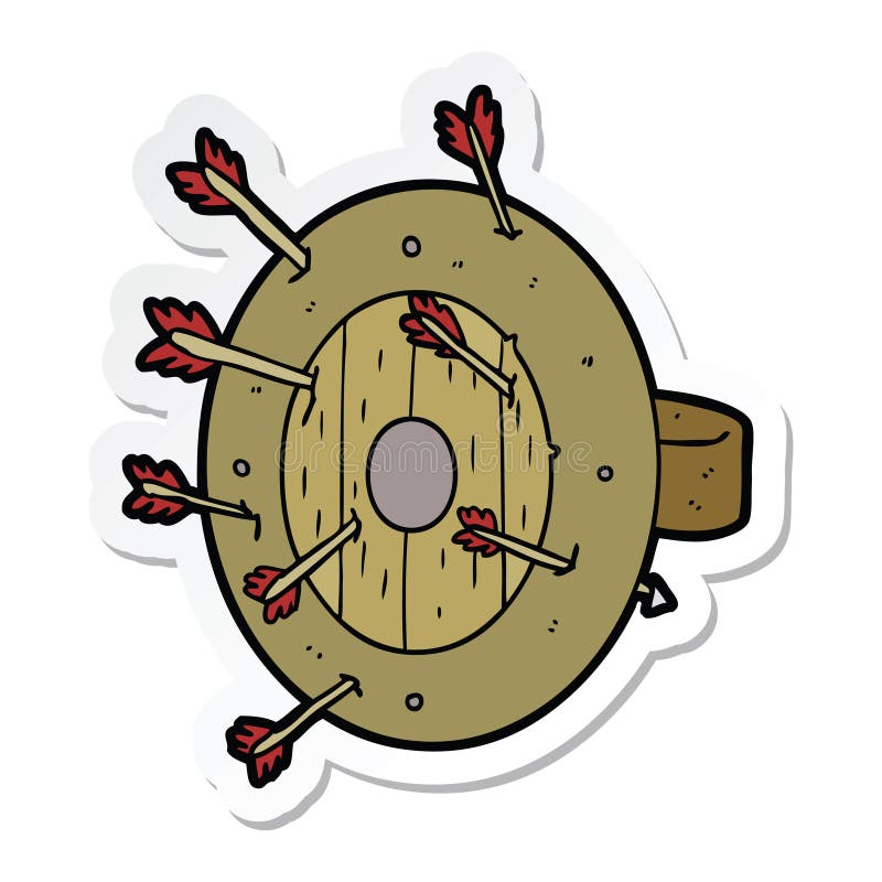 Sticker of a Shield Full of Arrows Stock Vector - Illustration of ...