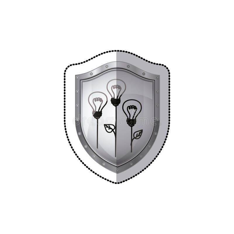 Sticker Shield with Light Bulb Eco with Leaves Stock Vector ...