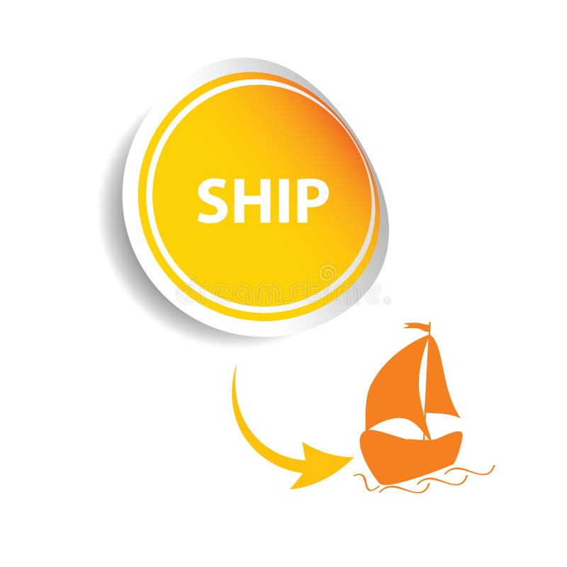 Ship with a orange color stock vector. Illustration of flat - 206215863