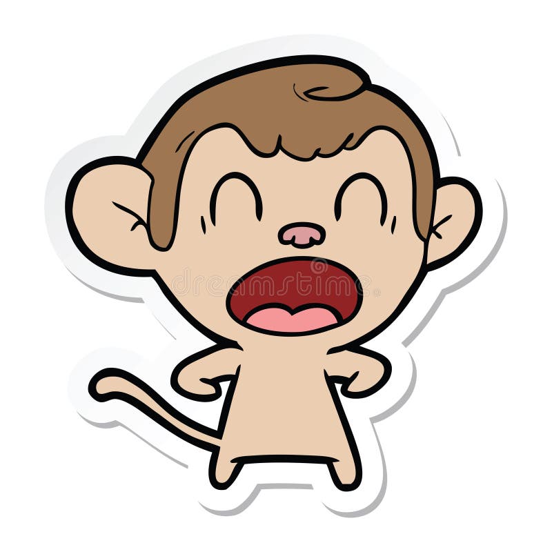 Sticker of a Shouting Cartoon Monkey Stock Vector - Illustration of ...