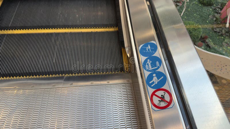 Sticker with Signs with Rules for Using Escalator. Safe Behavior on ...