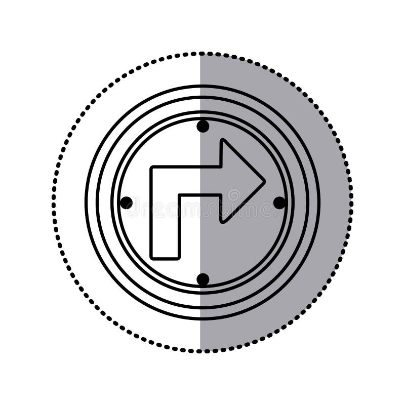 Sticker Silhouette Circular Frame Turn Right Traffic Sign Stock ...