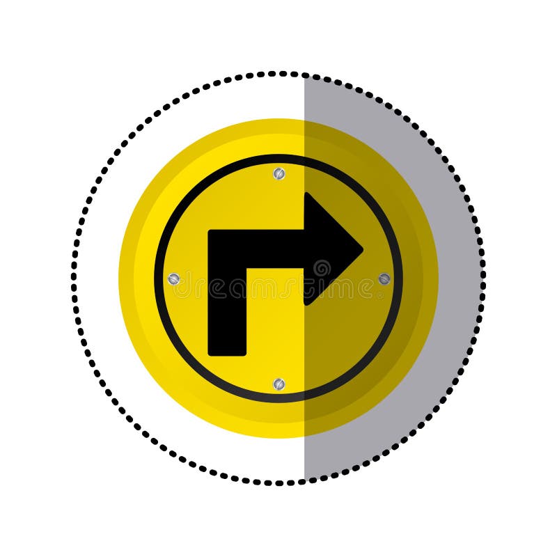 Sticker Silhouette Circular Frame Turn Right Traffic Sign Stock ...