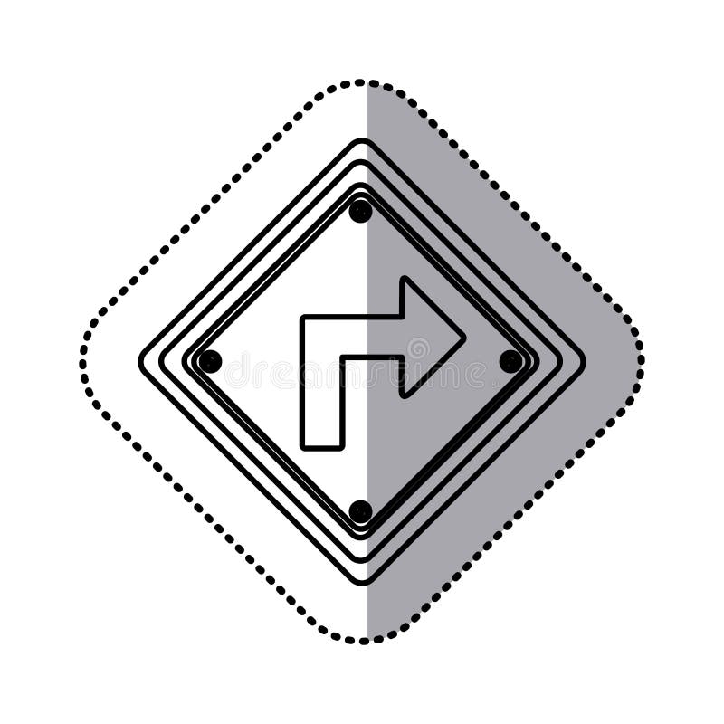 Sticker Silhouette Diamond Frame Turn Right Traffic Sign Stock ...