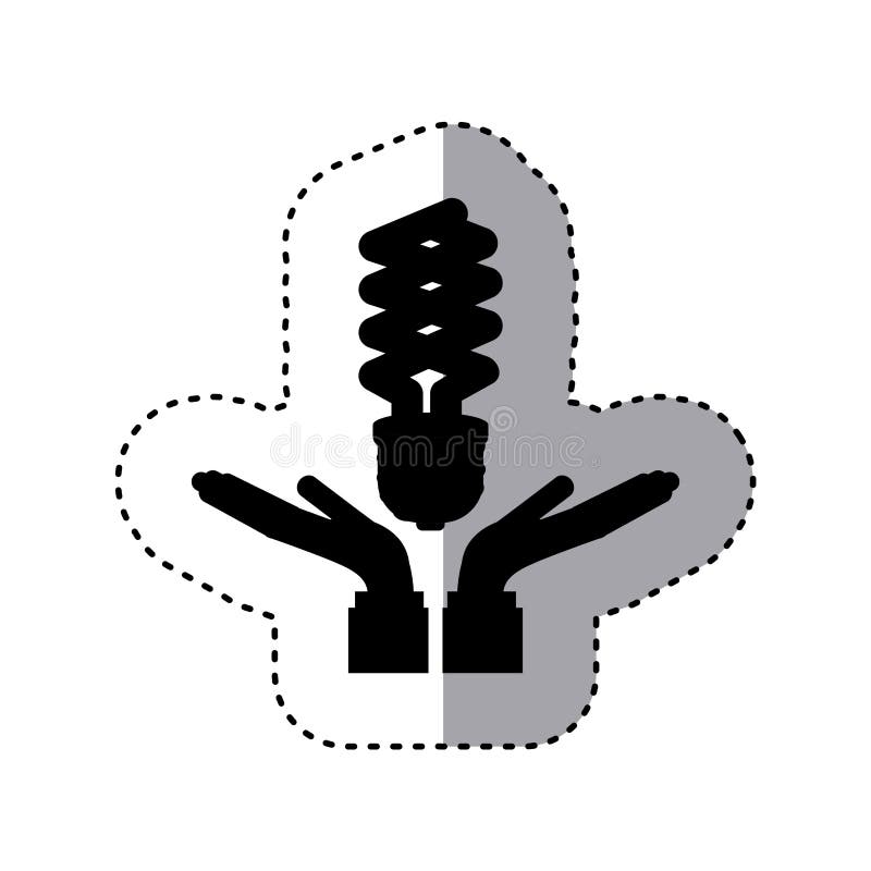 Sticker Silhouette Of Hands Holding A Modern Light Bulb Stock Vector ...