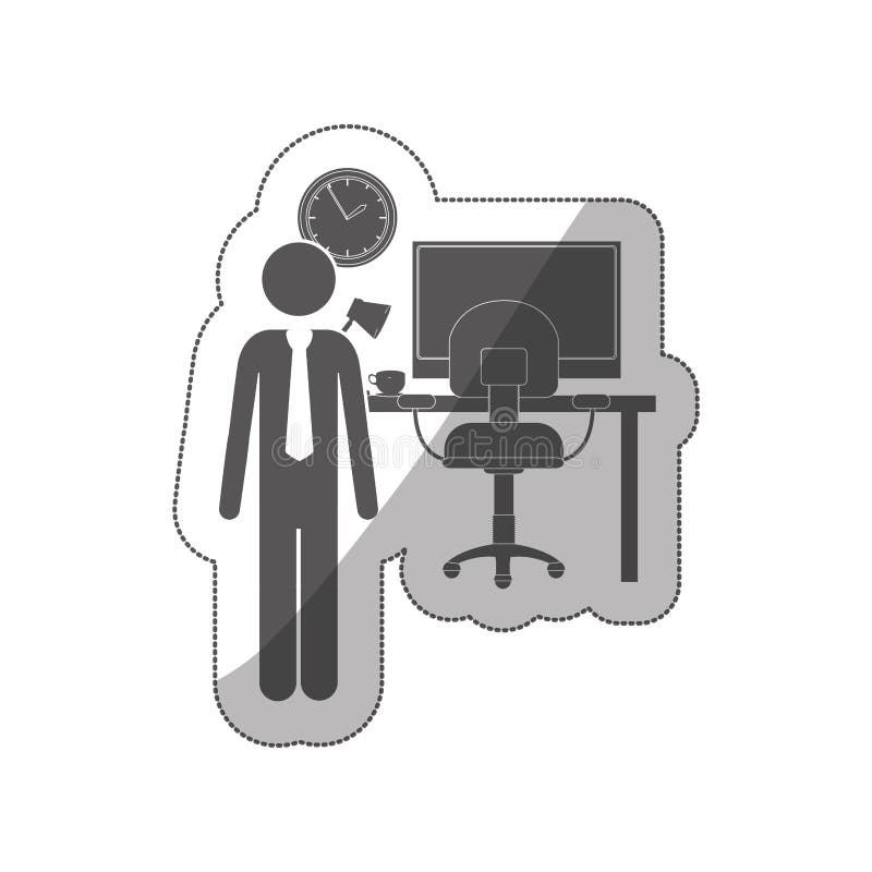 Sticker Silhouette Man Administrator in Office Stock Vector ...
