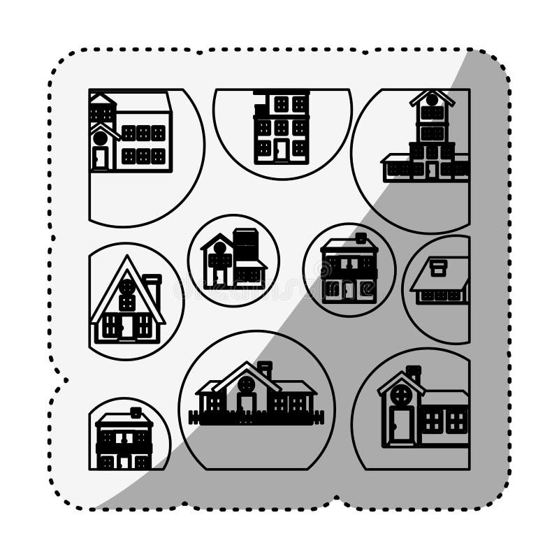 Sticker Silhouette Pattern with Houses Logo Design Stock Vector ...