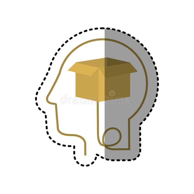 Sticker Silhouette Profile Human Head with Carton Box Stock ...